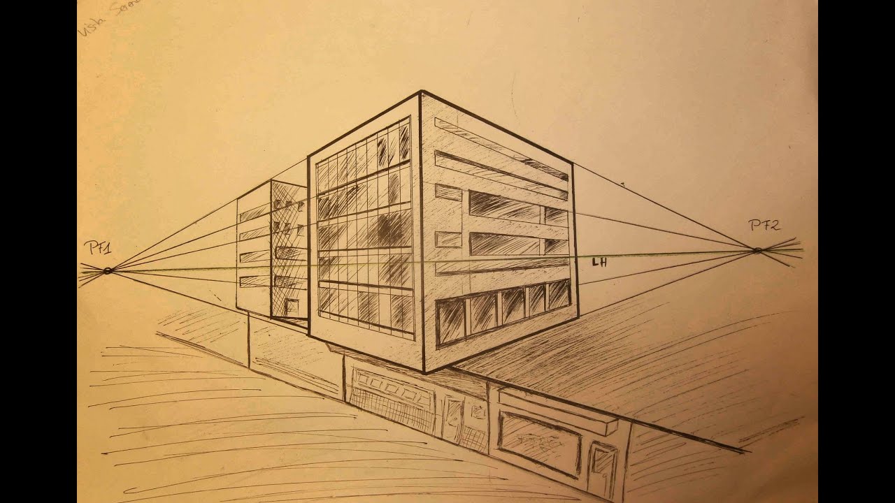 Creando edificios utilizando dos puntos de fuga muy ¡divertido!. - YouTube