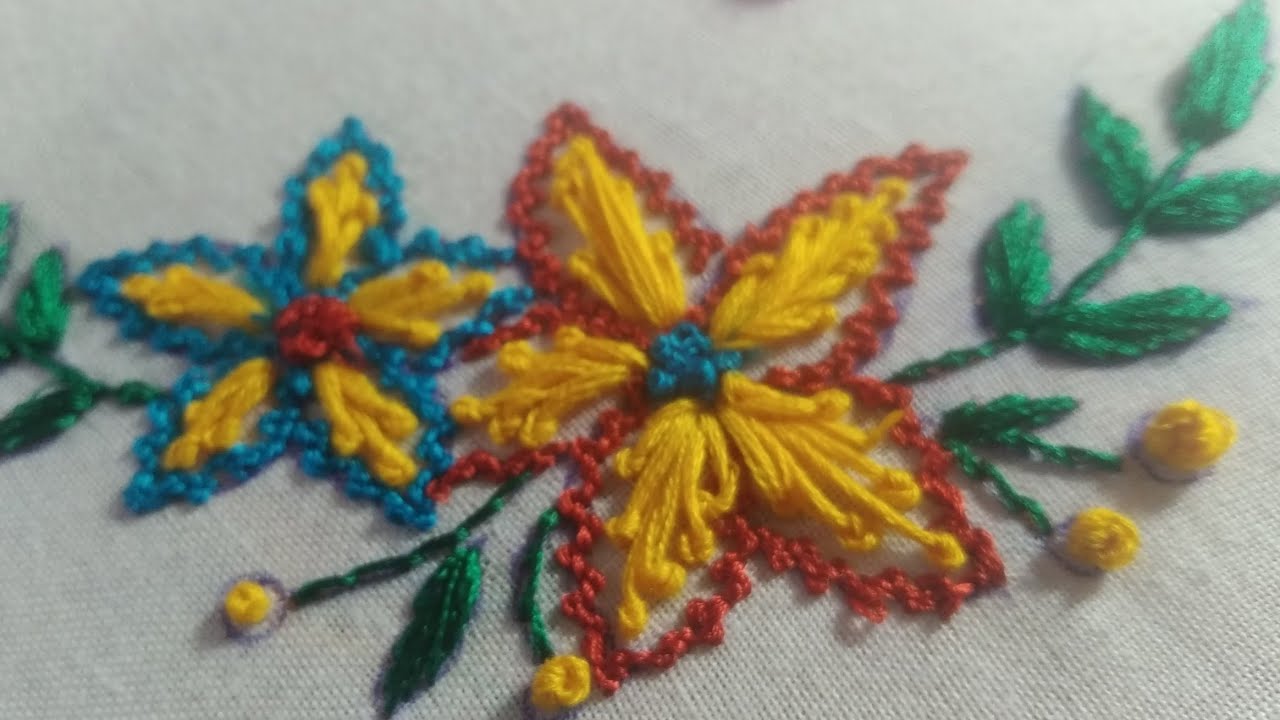 New model hand embroidery flower design. - YouTube