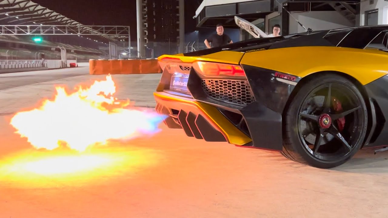 Lamborghini Aventador spitting FLAMES!! - YouTube