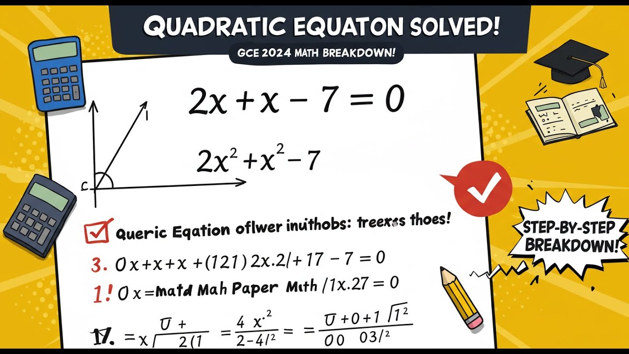 Quadratic Equation SOLVED! GCE 2024 Math Paper Breakdown 📚 - YouTube