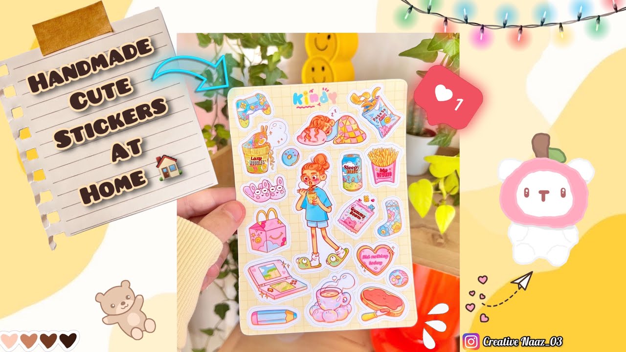 DIY Handmade Stickers 🌈🎀l How to Make cute stickers #diy#viralvideo # ...