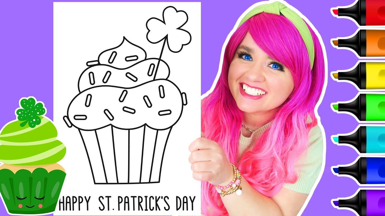 Coloring a St. Patrick's Day Cupcake Coloring Page | Ohuhu Art Markers ...