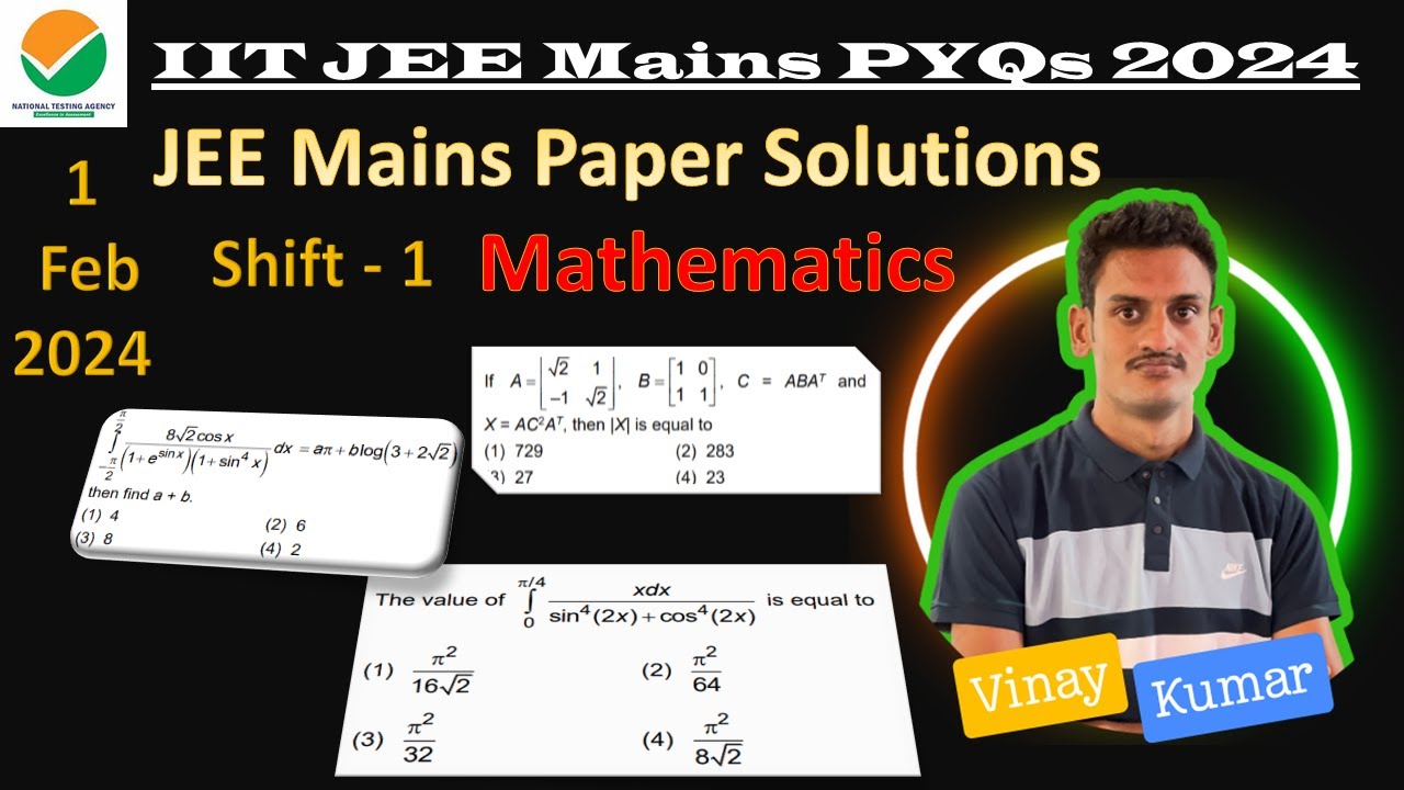 PYQs JEE Mains 2024 1 Feb Shift 1 Class 11th & 12th Maths Important ...