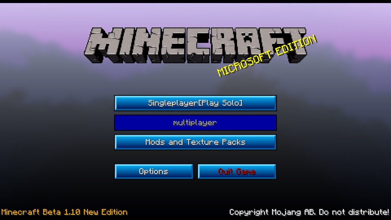 Minecraft Beta 1.10 Microsoft Edition New Edition Gameplay - YouTube