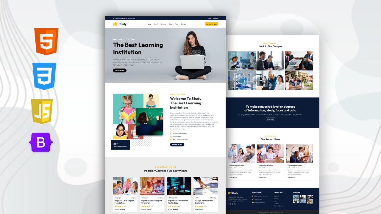 Creative Education Website Using HTML CSS JavaScript & Bootstrap ...