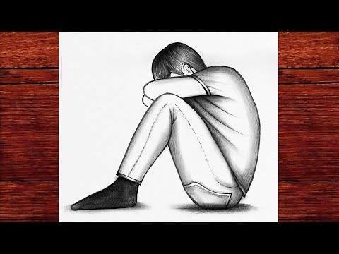 Adım Adım Ağlayan Üzgün Bir Erkek Nasıl Çizilir, Üzgün Erkek Çizimi, Çok Kolay Ağlayan Erkek Çizimi