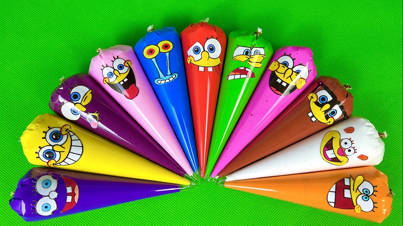 SpongeBob Squarepants - Mixing Rainbow CLAY with Piping Bags, Suitcase ...