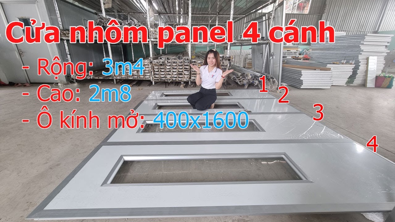 Cửa nhôm tôn panel 4 cánh rộng 3m4 cao 2m8 | Cách nhiệt Thịnh Phát ...