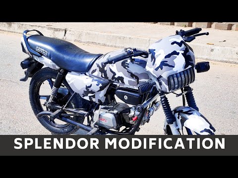 Splendor bike modification ! Modified splendor ! military addition ...