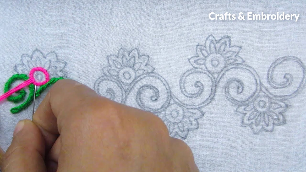 Hand Embroidery, Easy Border Line Embroidery Tutorial - YouTube