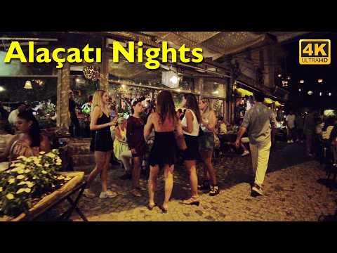 Alaçatı After Dark 4K Walking Tour | Ultra HD | Çeşme Alaçatı İzmir, Turkey