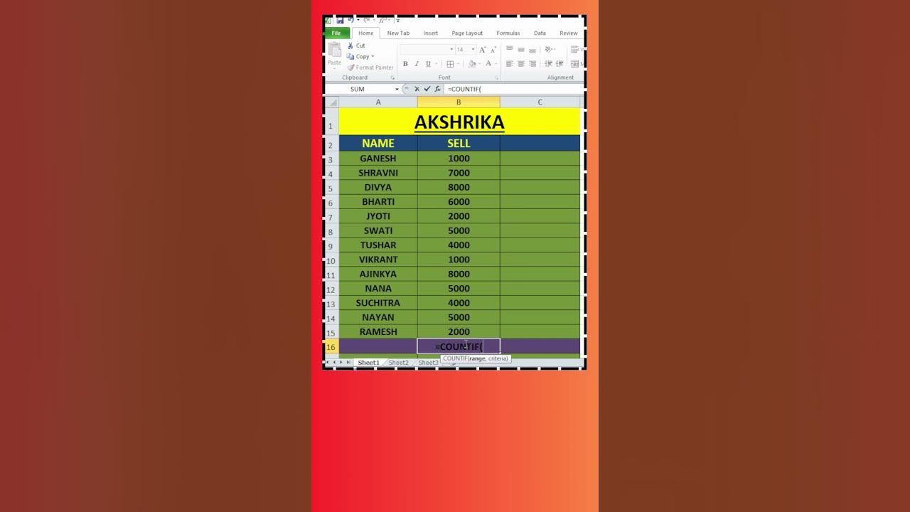 How to Use Count if Formula in MS Excel : Akshrika Tutorials - YouTube