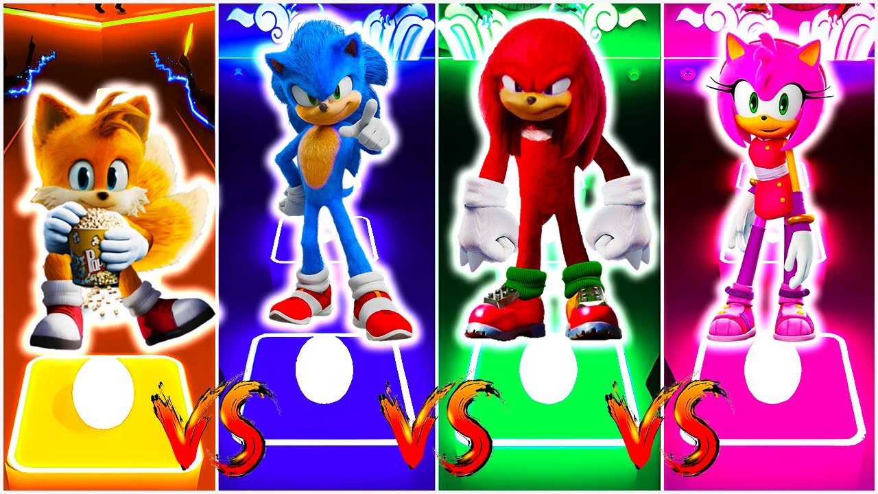 Tails vs Sonic vs Knuckles vs Amy Rose || Tiles Hop EDM Rush - YouTube