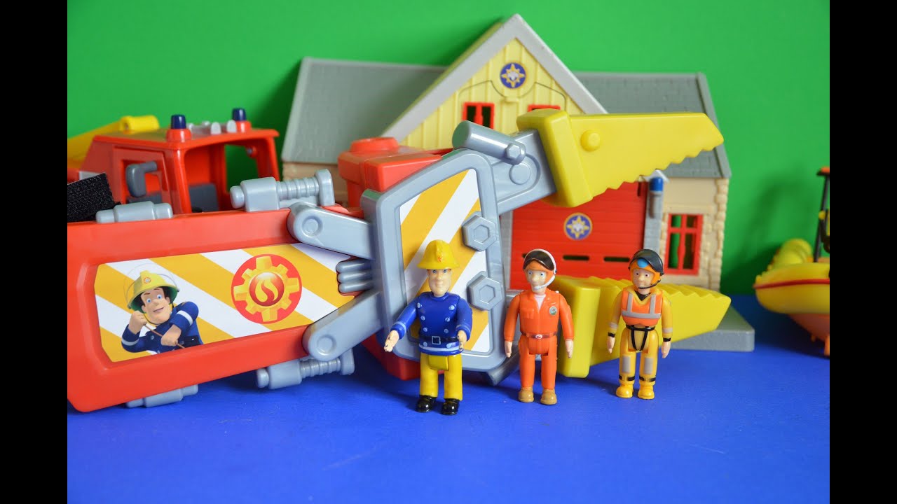 Fireman Sam Rescue Claw Jupiter Fire Engine Fire Station - YouTube