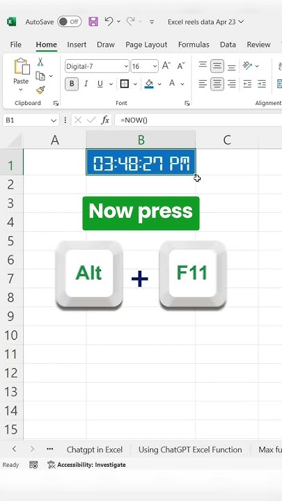 Quick way to add a digital clock in Excel #exceltrick #excelsolution ...