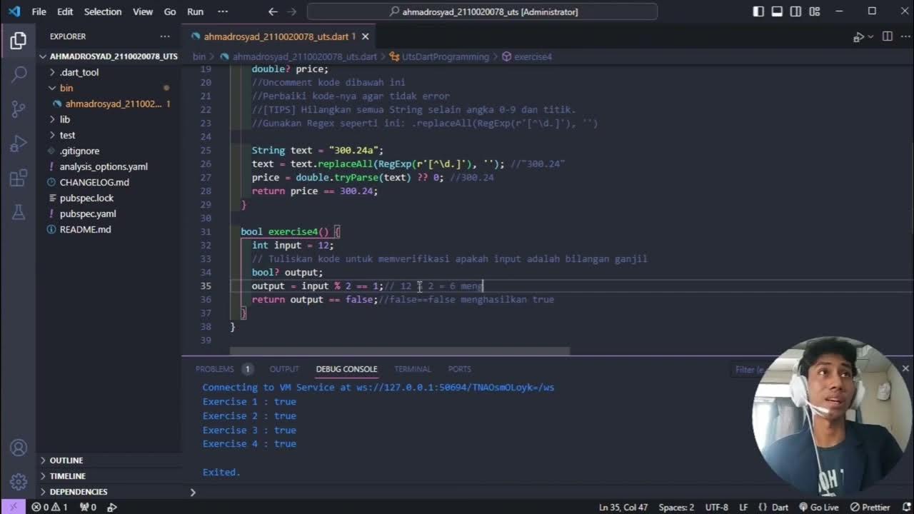 Tugas Exercise 1 sampai Exercise 25 Bahasa Pemrograman Dart - YouTube