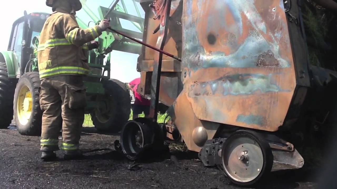 Fire destroys farm equipment on 281 - YouTube