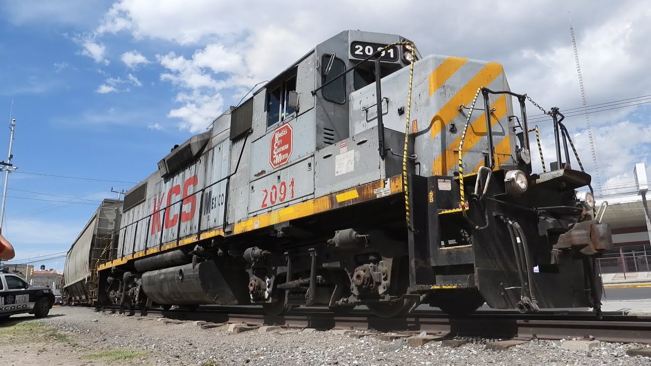 [4k] KANSAS CITY SOUTHERN DE MÉXICO, GP38-2 #2091 EN TEXCOCO, MÉXICO ...