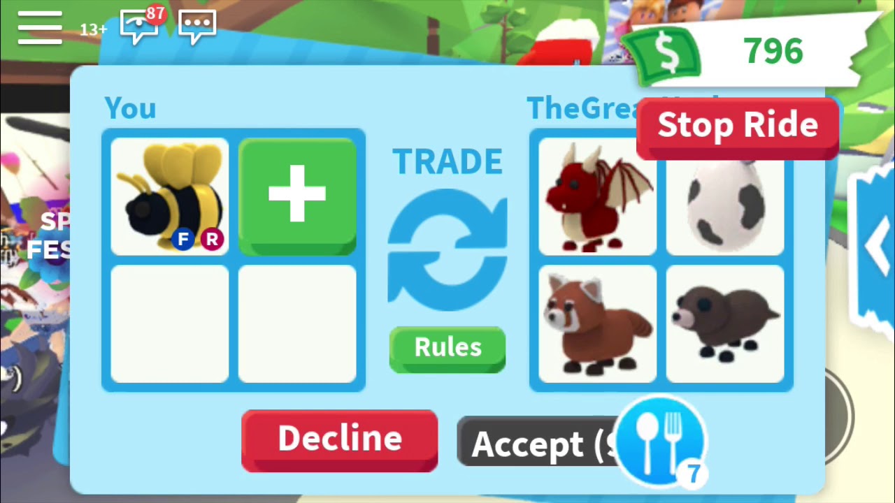 Trading My fly Ride KING BEE in Adopt Me Roblox - YouTube