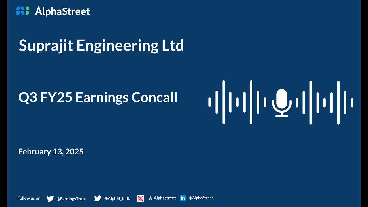 Suprajit Engineering Ltd Q3 FY2024-25 Earnings Conference Call - YouTube