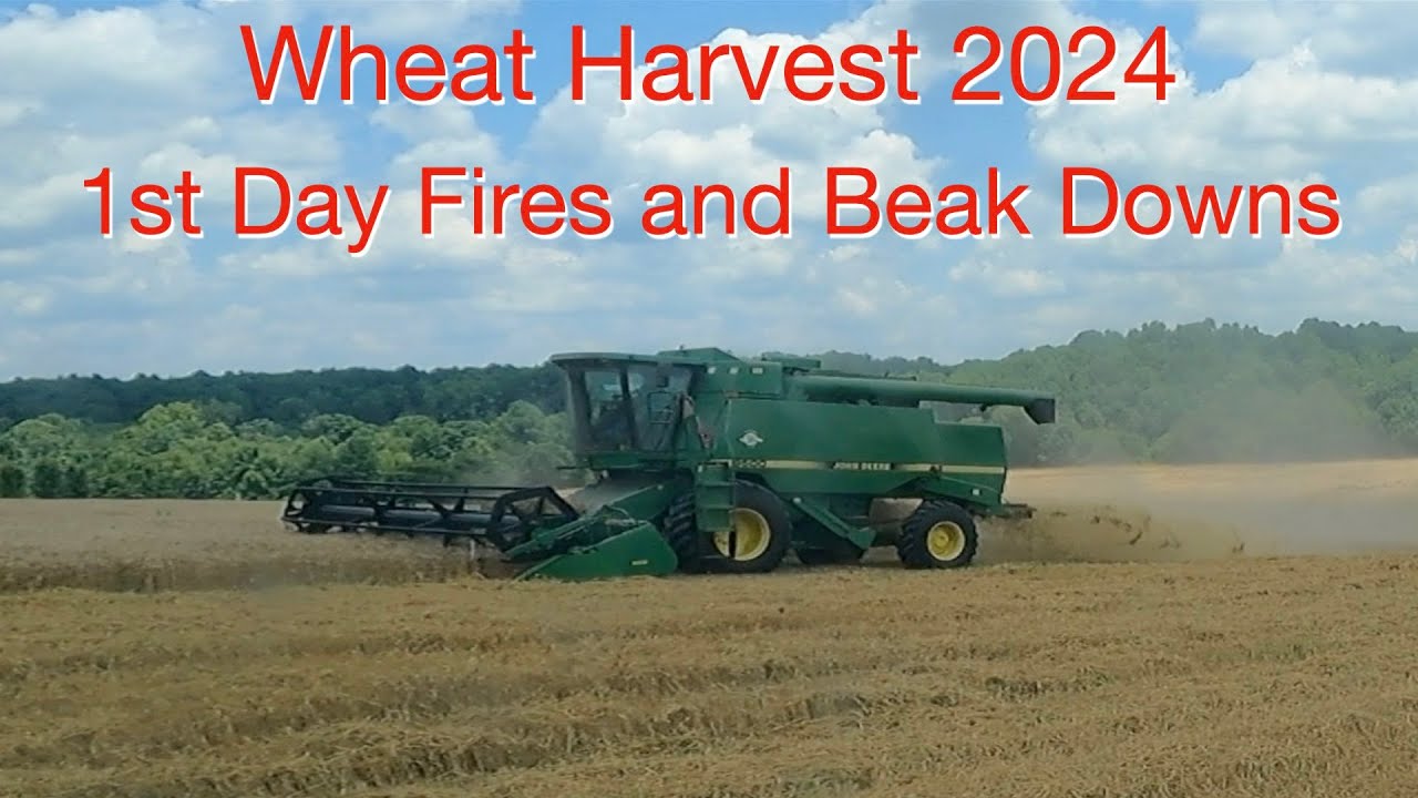 Wheat Harvest 2024, 1st Day Fires and Break Downs - YouTube