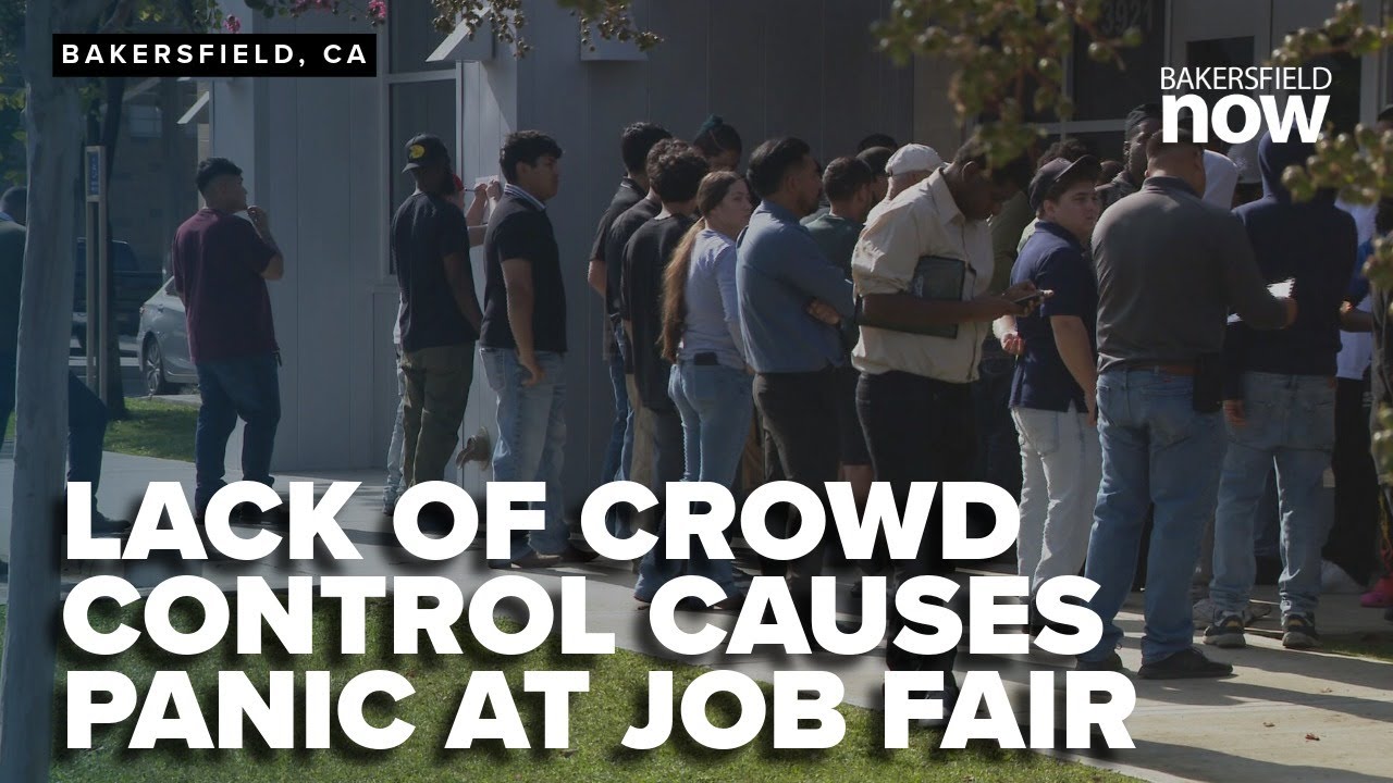 Lack of crowd control causes chaos at Bakersfield job fair - YouTube