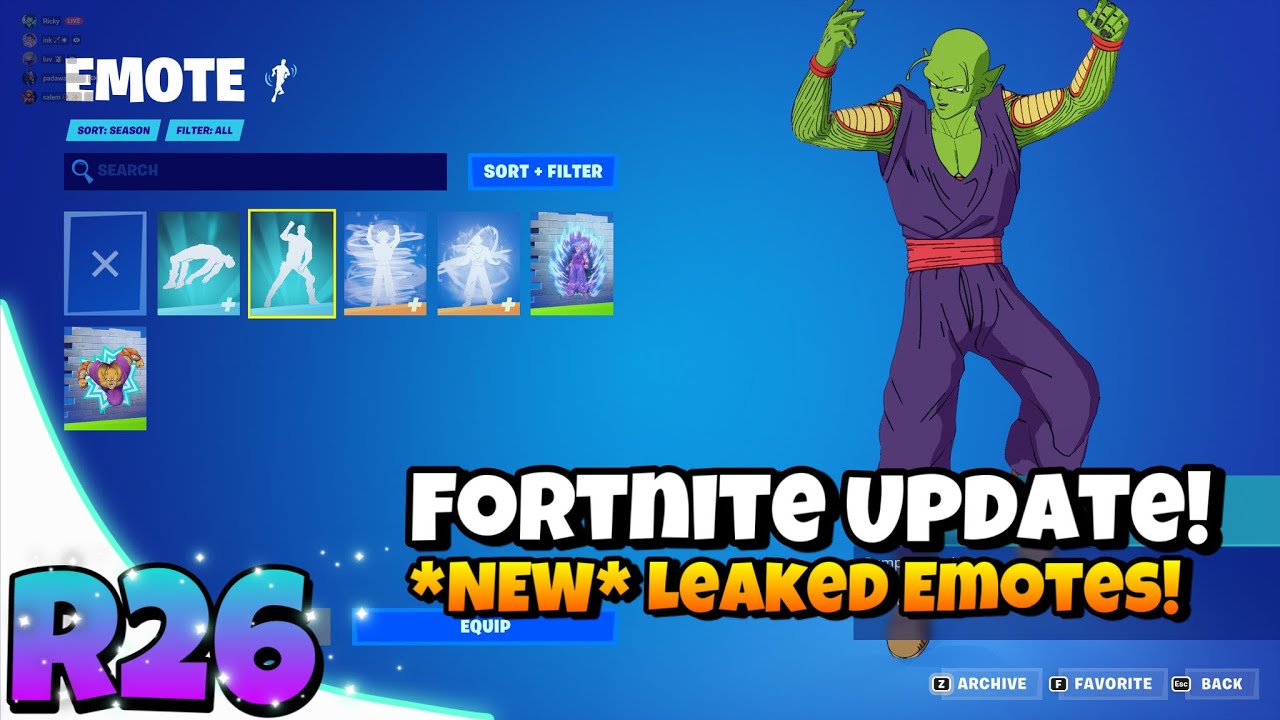 *NEW* Fortnite Update Gohan’s & Piccolo BUILT IN Emotes + Leaked Emotes ...
