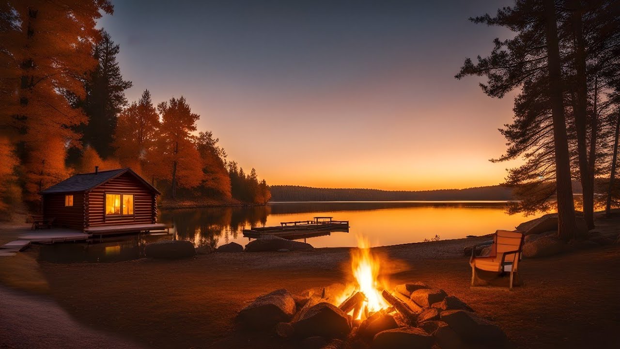 Cozy Cabin Camping Ambience with Bonfire & Nature Sounds - YouTube