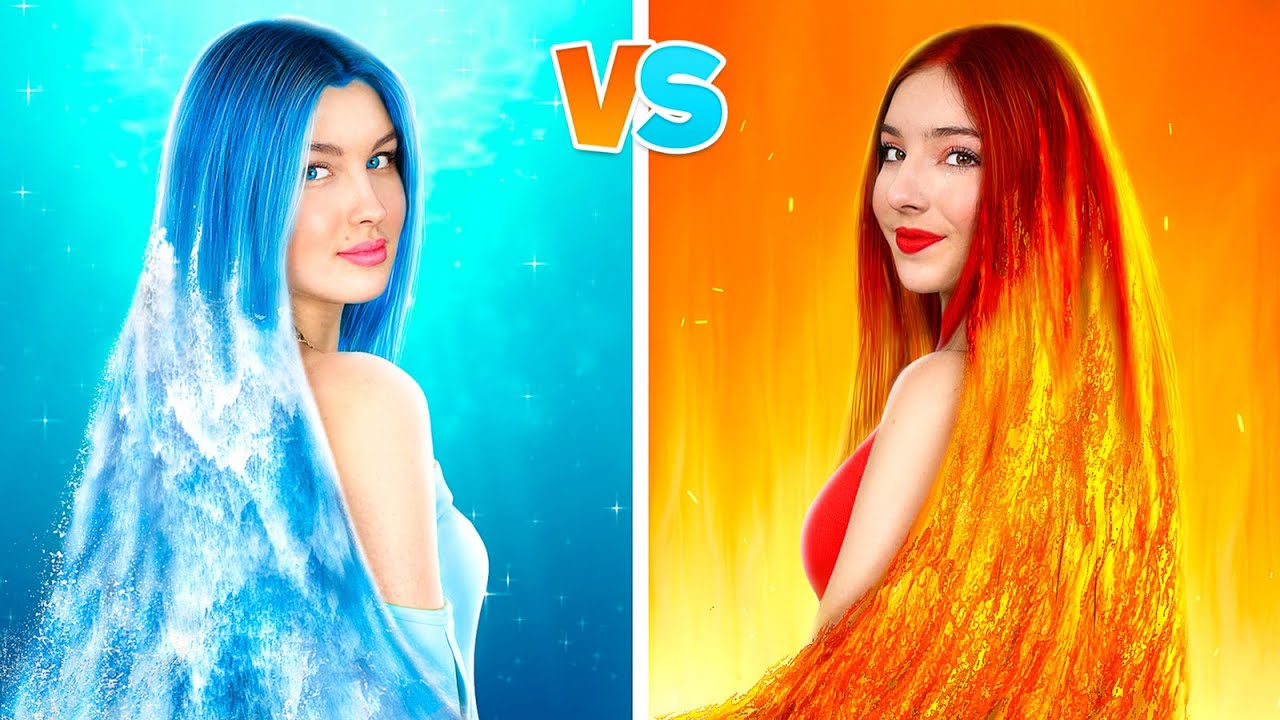 Fire Girl VS Water Girl || Four Elements - Fire VS Water VS Air VS ...