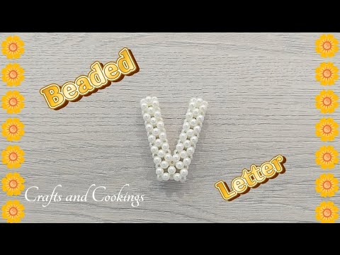 DIY / How to make a beaded alphabet / Letter V / Beads keychain/ Beaded alphabet making class - 22