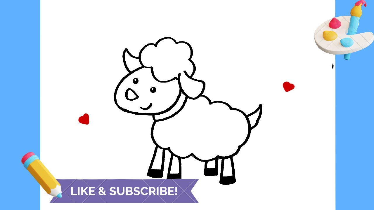 How to Draw a Lamb | Lamb Drawing for Kids | Draw Simple - YouTube