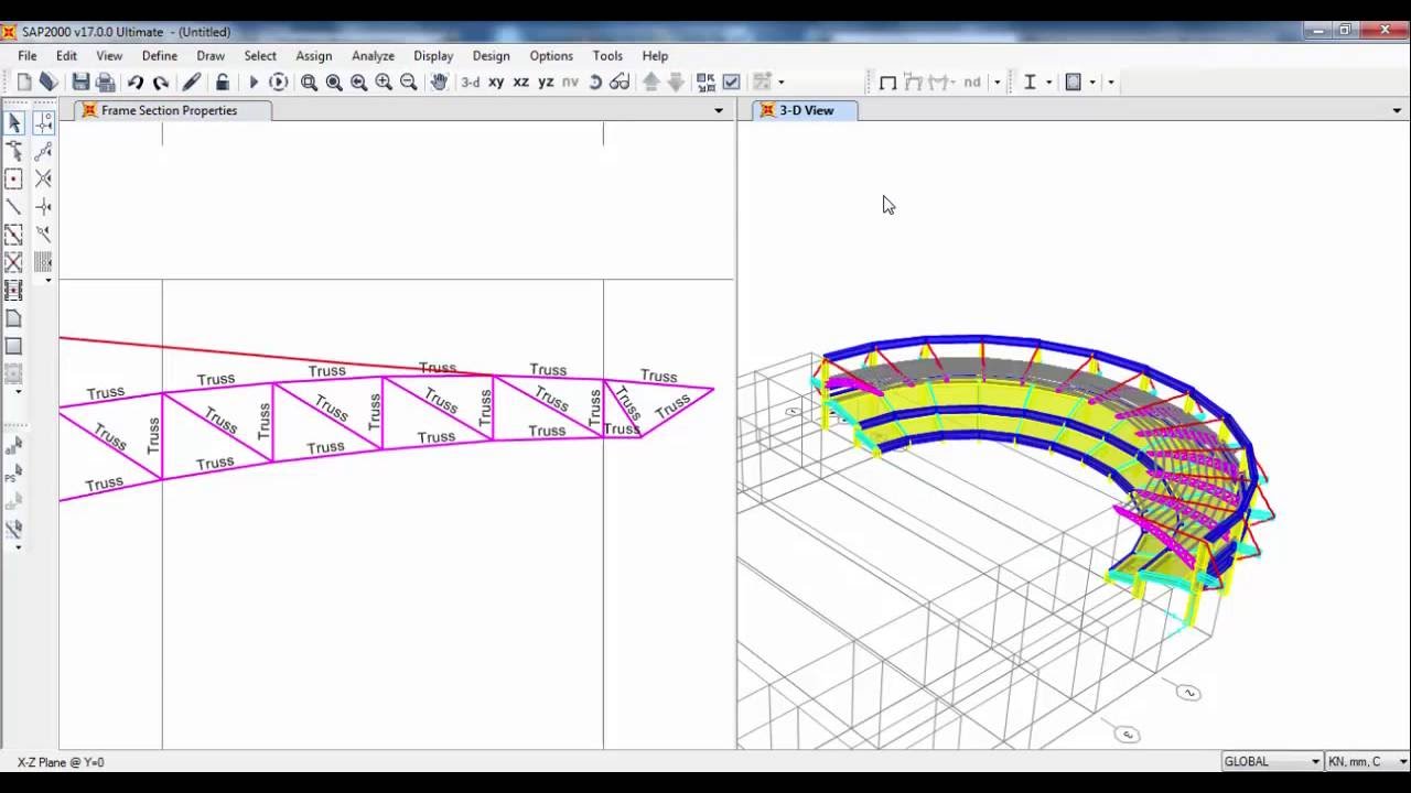 SAP2000-Structural Modeling of Stadium Structure 02 - YouTube