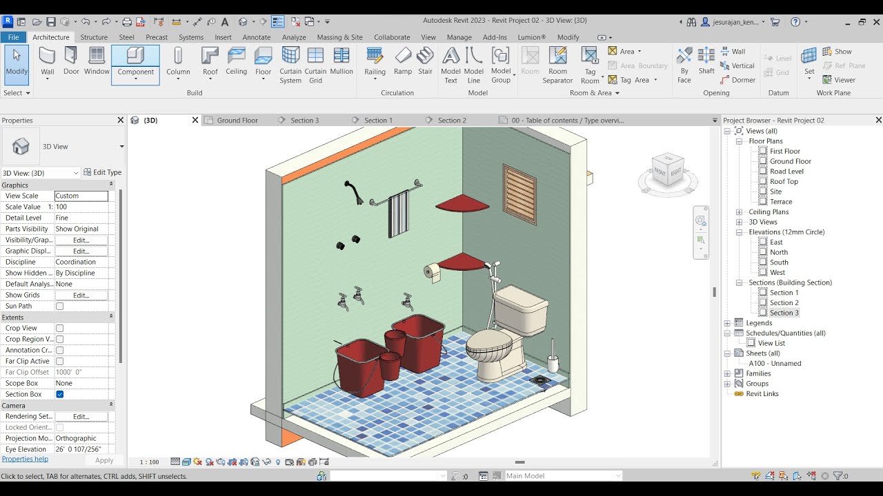 Revit Project 02 - Bathroom Design - YouTube