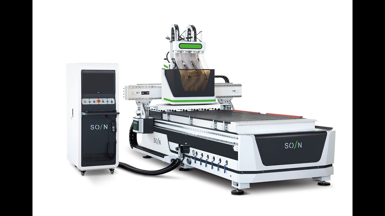 SOSN woodworking CNC router working details SX1325A-4 - YouTube