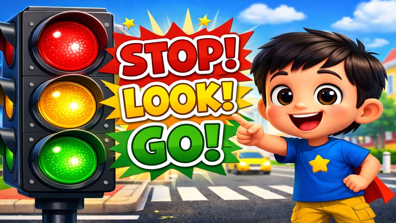 Stop, Look & Go! 🚦 Traffic Light Song | Road Safety Rhyme for Kids ...