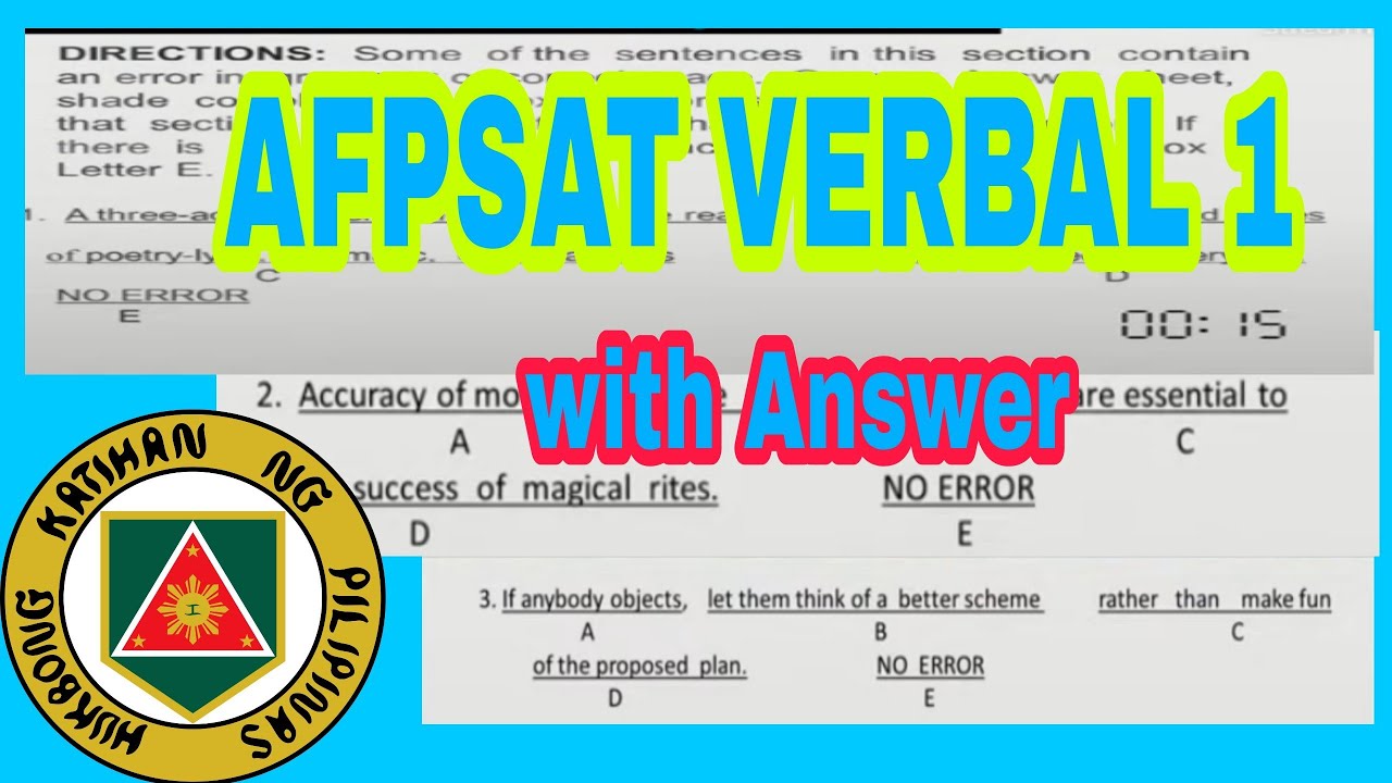AFPSAT Verbal 1 Reviewer with Answer 2022 - YouTube