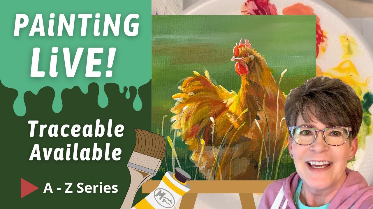 Paint a chicken (hen), TRACEABLE available, beginners, Hangout in ...