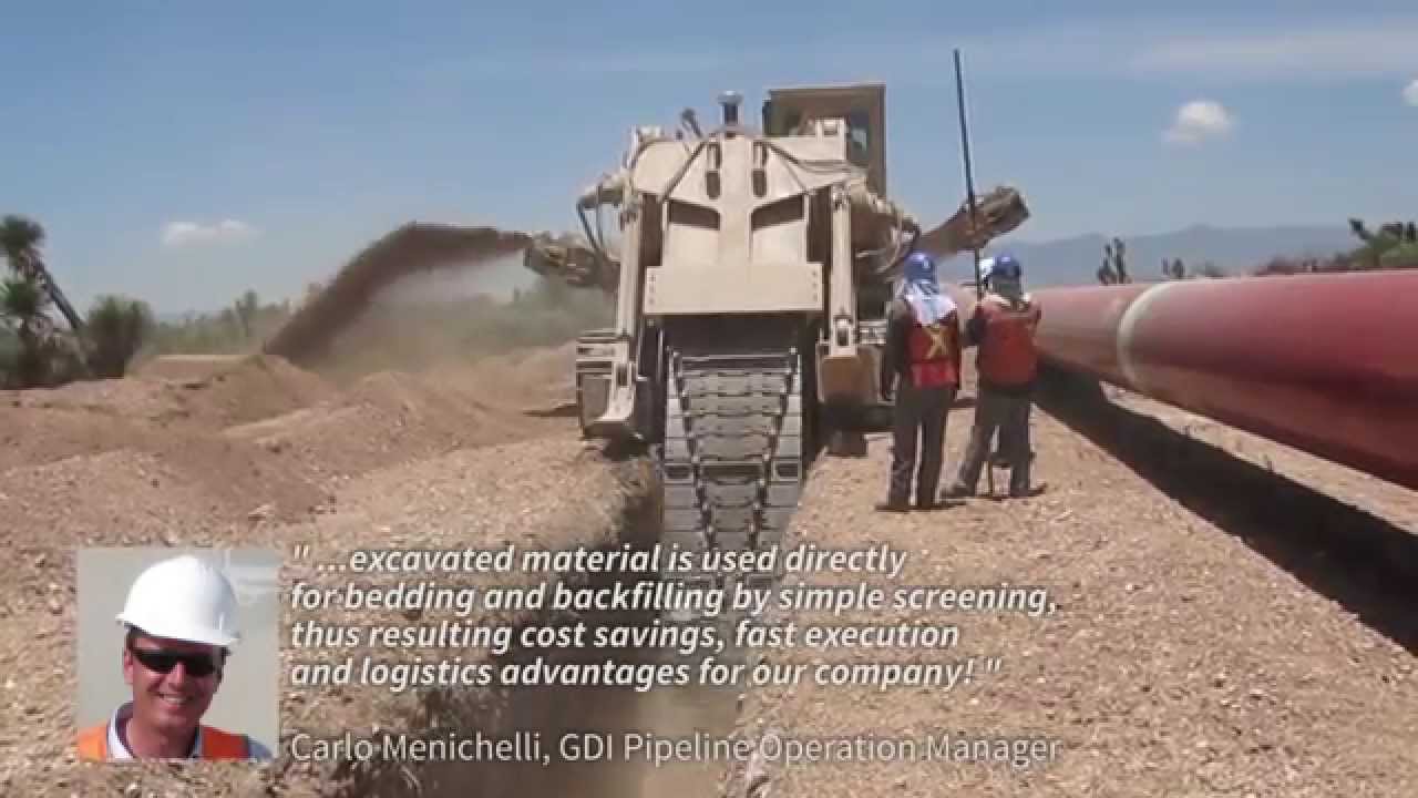 Tesmec 1675 Chainsaw Trencher - Gas pipeline operation in Mexico - YouTube