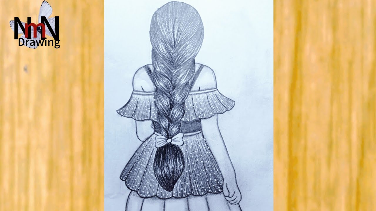 How To Draw a Backside Braided Hairstyle || Pencil Sketch Girl Drawing ...