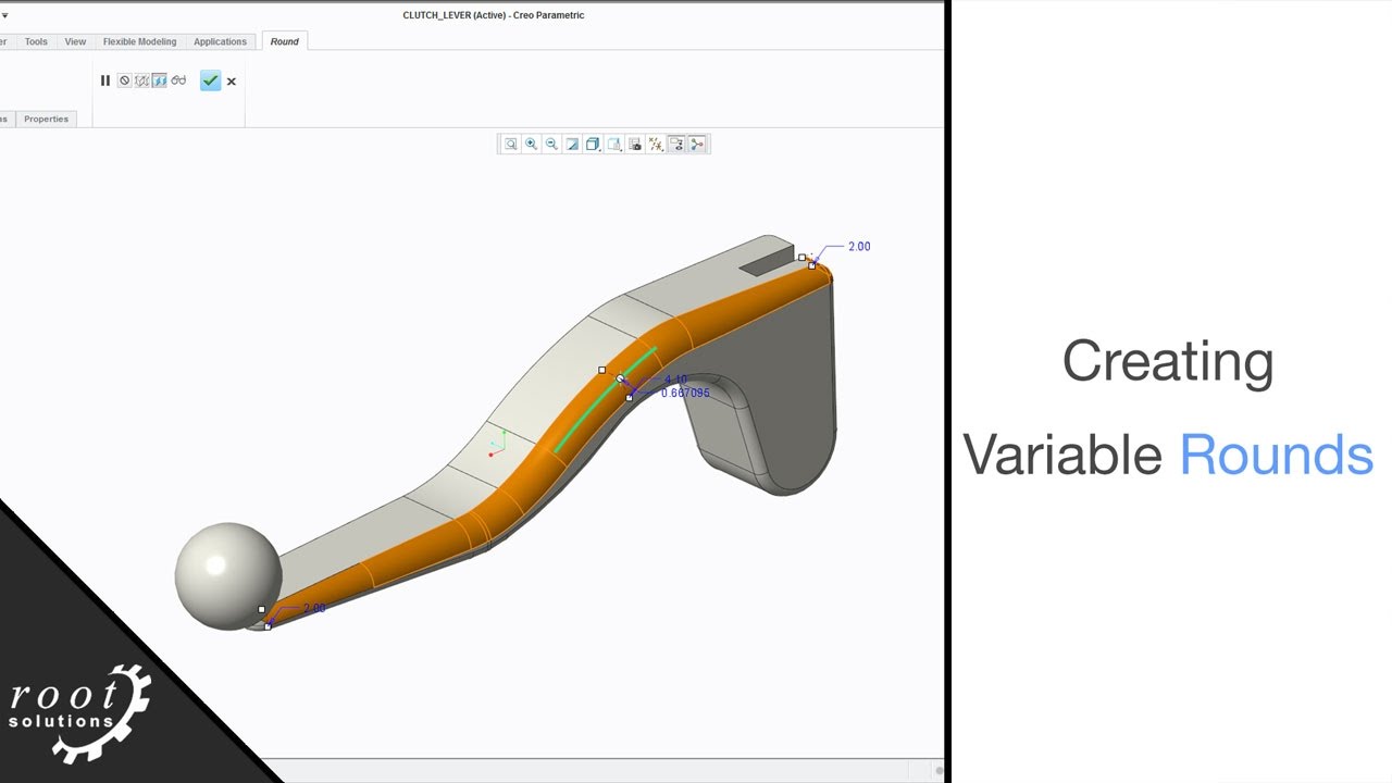 How to Create a Variable Round in Creo Parametric 3.0 - YouTube