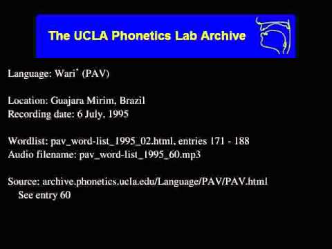 Wari' audio: pav_word-list_1995_60 - YouTube