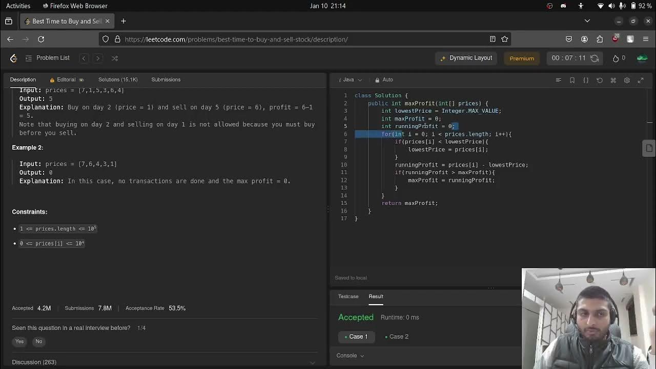 Best Time to Buy and Sell Stock Leetcode | Question 4 Grind 75 - YouTube
