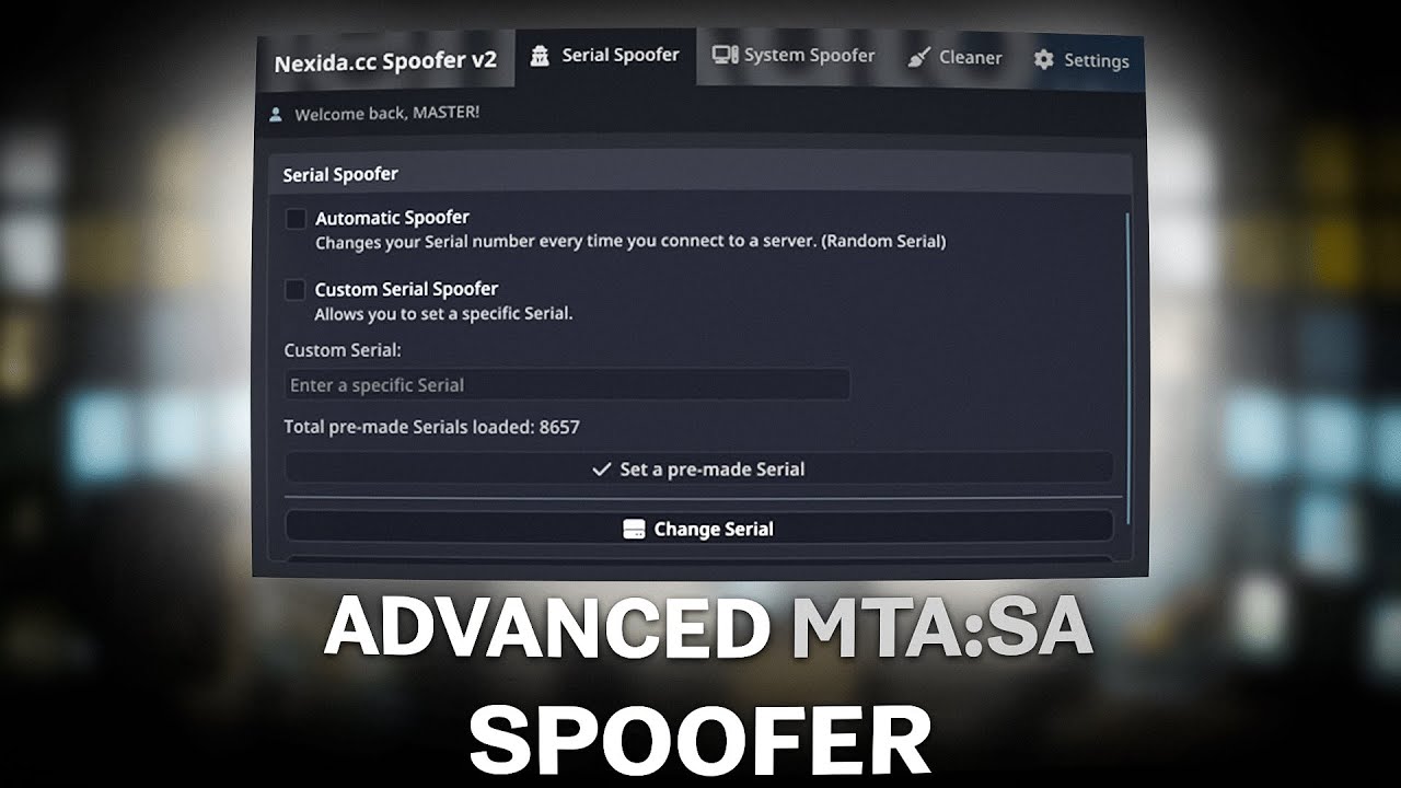 [Nexida.cc] MTA:SA Runtime Serial Changer (Spoofer) | GLOBAL BAN BYPASS ...