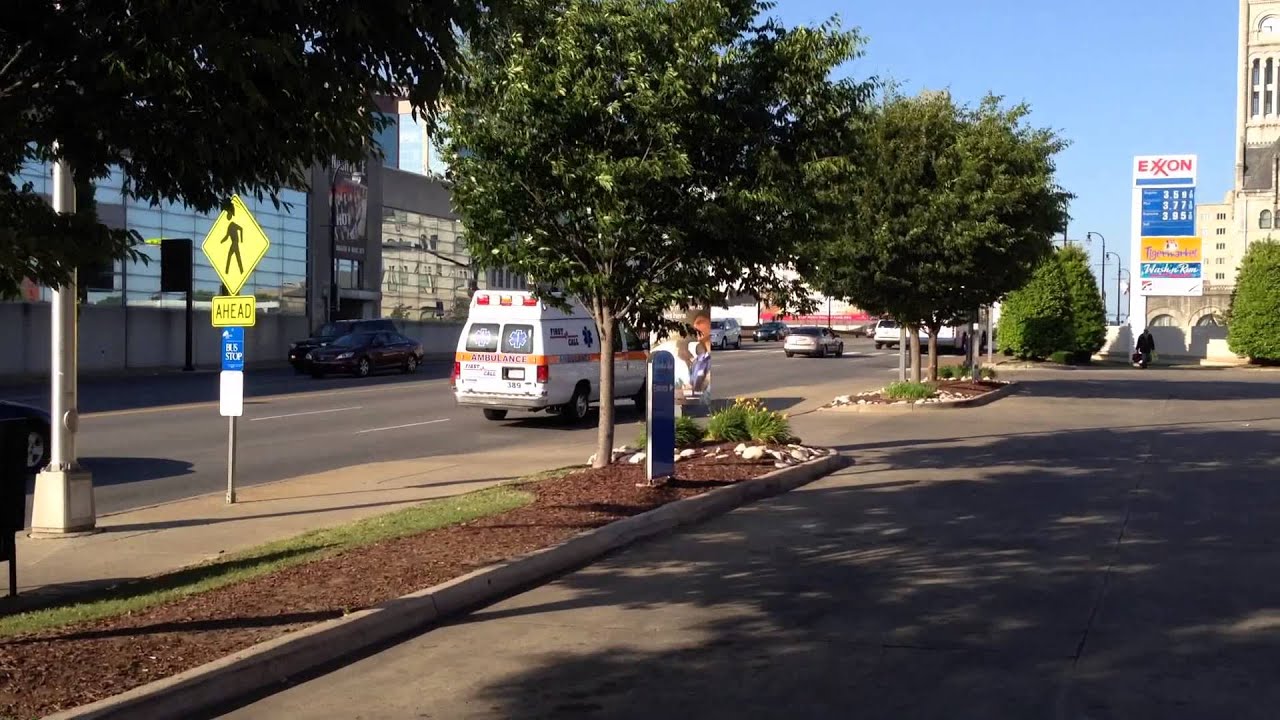 FIRST CALL EMS AMBULANCE CRUISING BY NEAR DOWNTOWN NASHVILLE, TENNESSEE ...