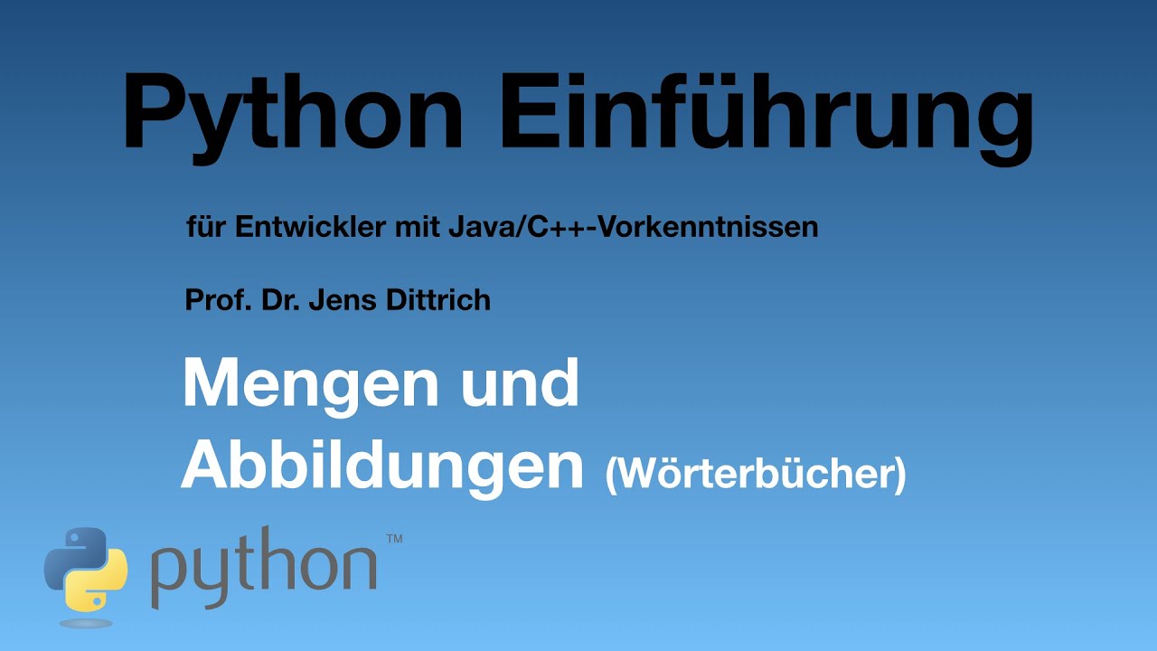 Python Einführung: Mengen und Abbildungen (Wörterbücher) - YouTube