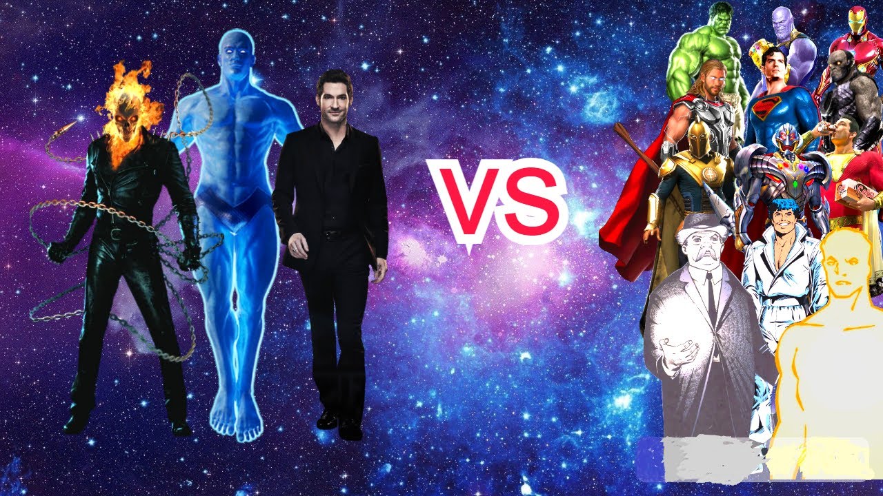 Ghost rider & Dr manhattan and lucifer vs marvel and dc fight - YouTube