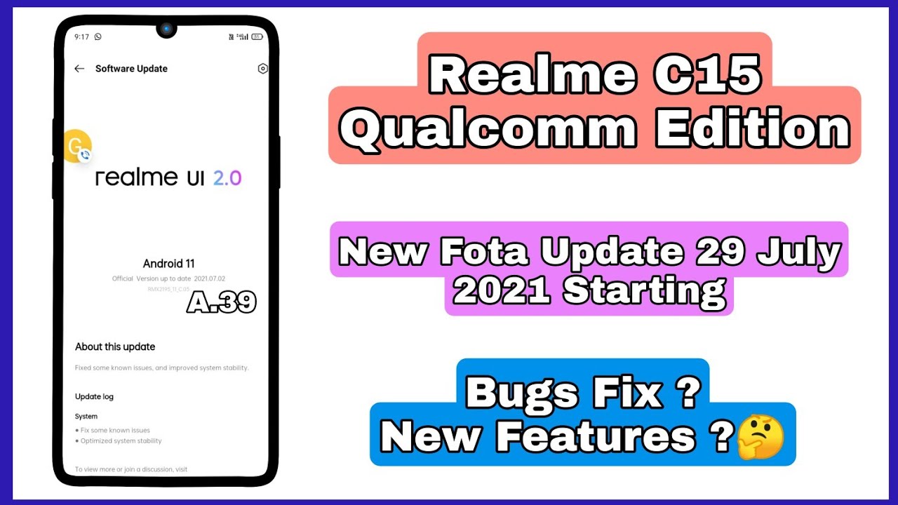 Realme C15 Qualcomm Edition New Update | RMX2195 A.39 Android 11 ...