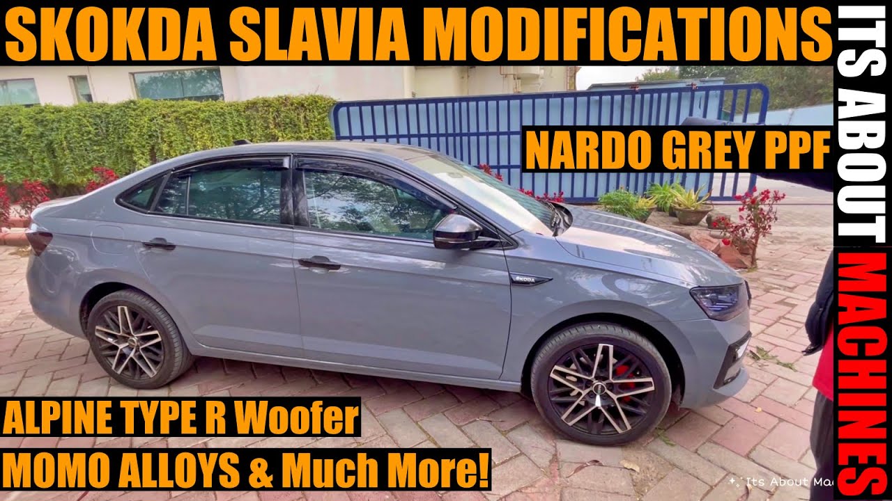 Skoda Slavia 2023 Modifications | Nardo Grey PPF 😍| SQ audio setup with ...
