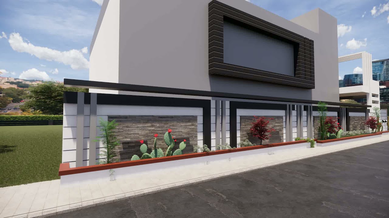 90 feet boundary design | Front boundary wall design - YouTube