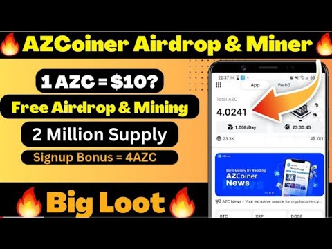 Azcoiner Free Crypto Airdrop Mine || AZC Coin Free Mining ⛏️ || Free ...